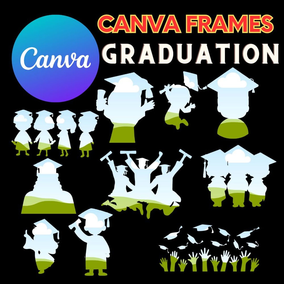Canva Frames-graduation-10 Editable Drag & Drop Silhouette Frames for ...
