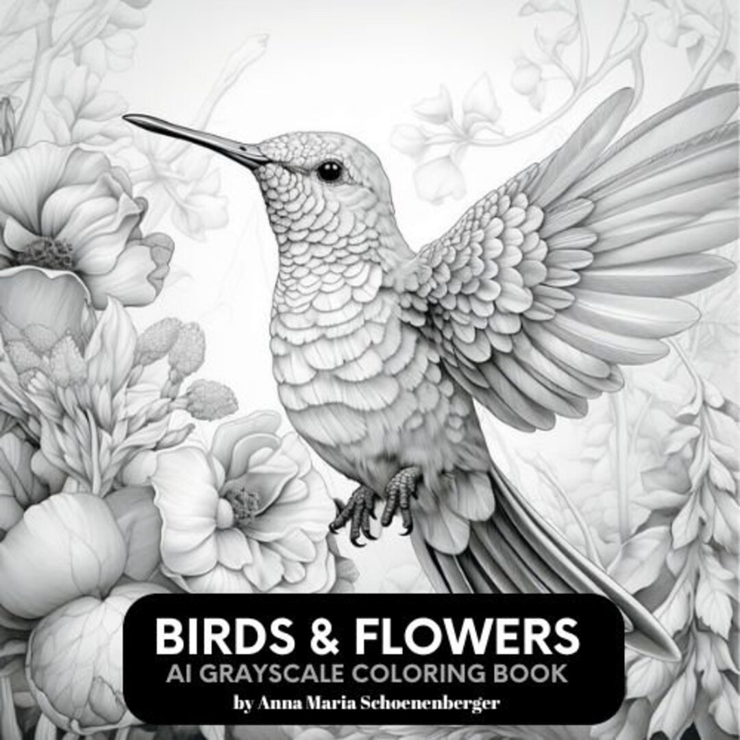 BIRDS & FLOWERS - 50 Grayscale Coloring Pages - Etsy