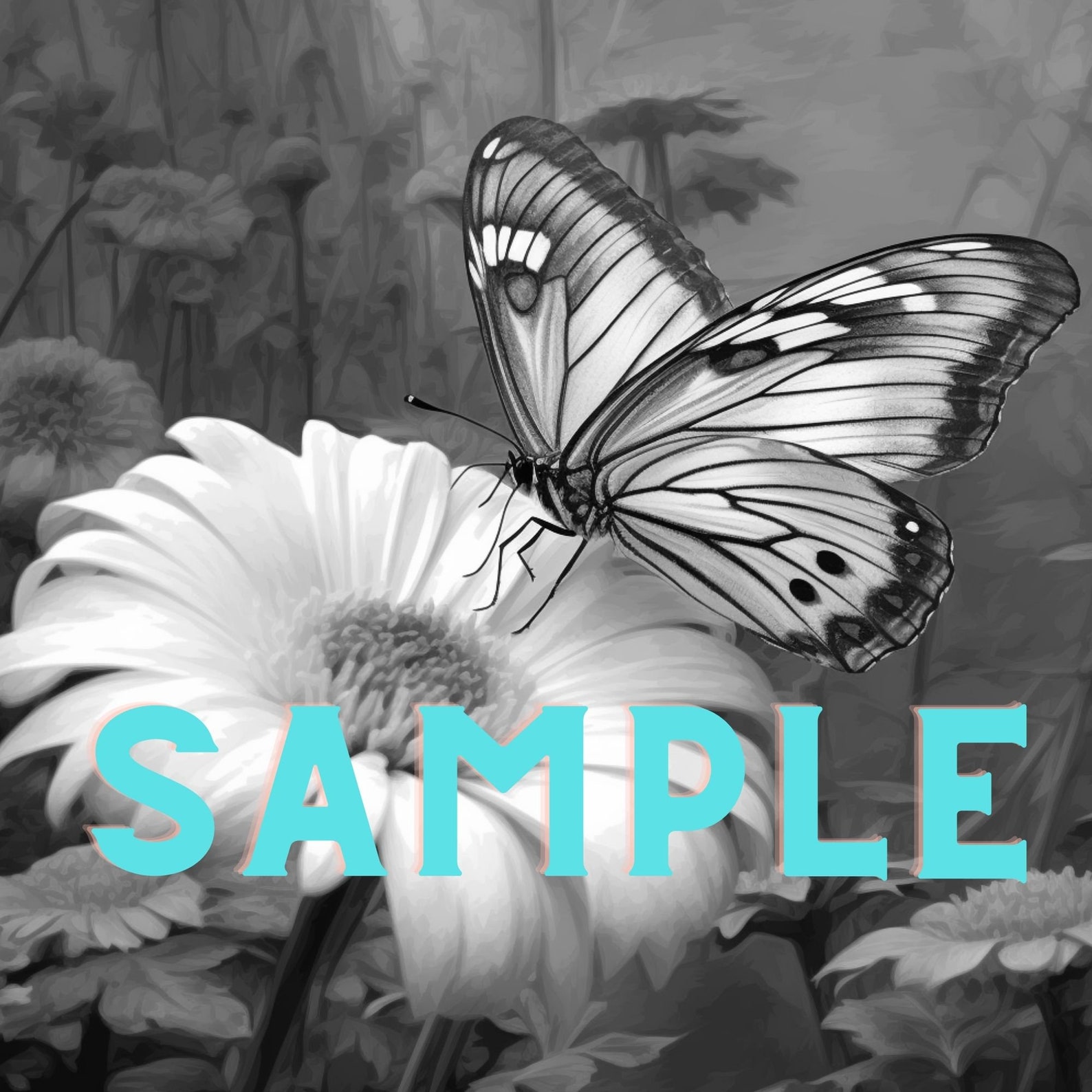 BUTTERFLIES & FLOWERS - 50 Grayscale Coloring Pages - Etsy