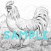 BARNYARD ROOSTERS 50 Grayscale Coloring Pages - Etsy