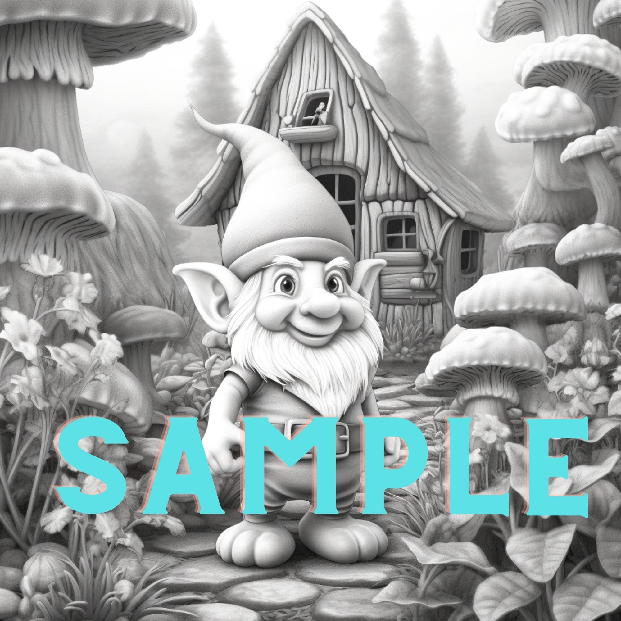 GNOME LIFE at HOME 50 Grayscale Coloring Pages - Etsy