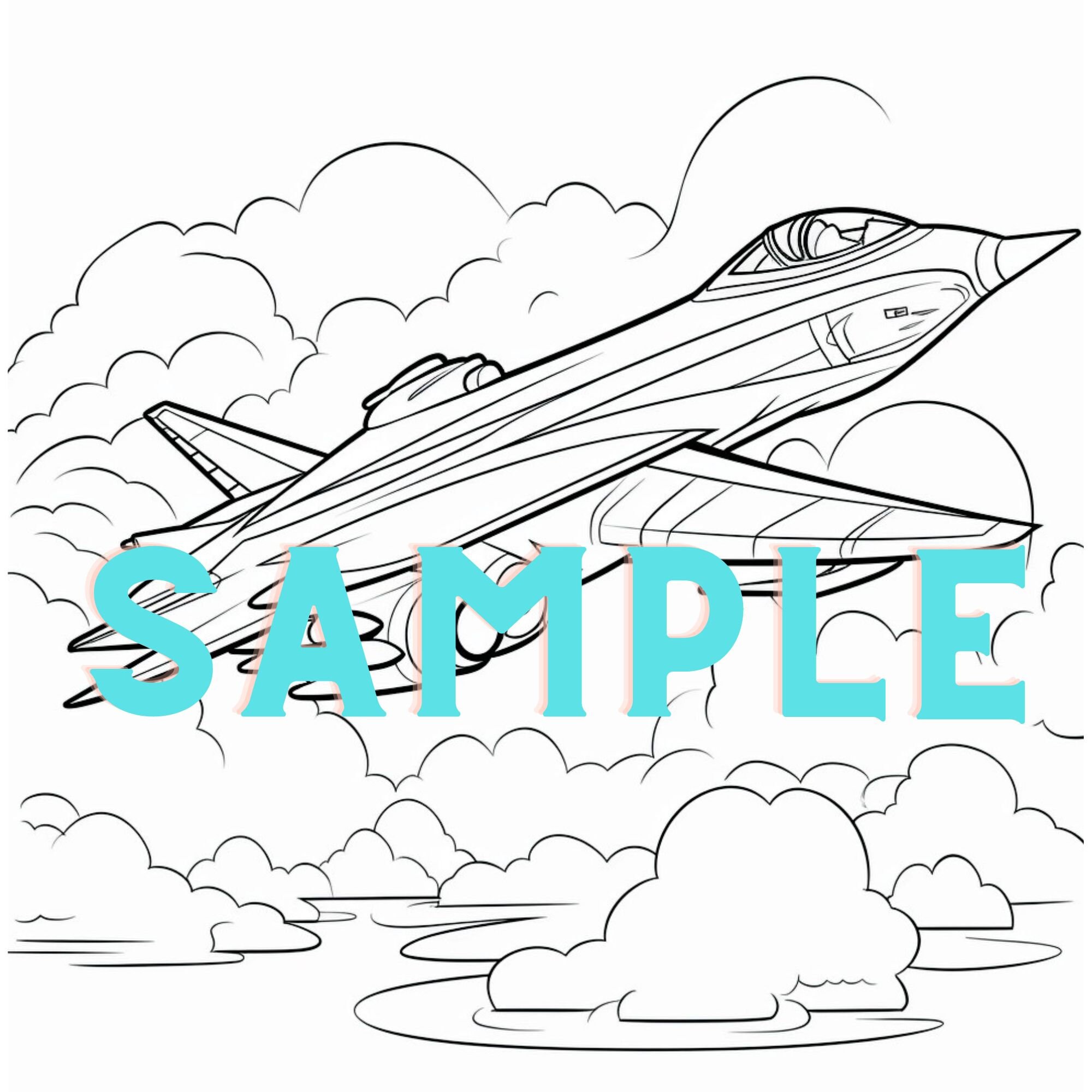 AIRPLANES 50 AI Large Print Coloring Pages for Seniors and Kids - Etsy