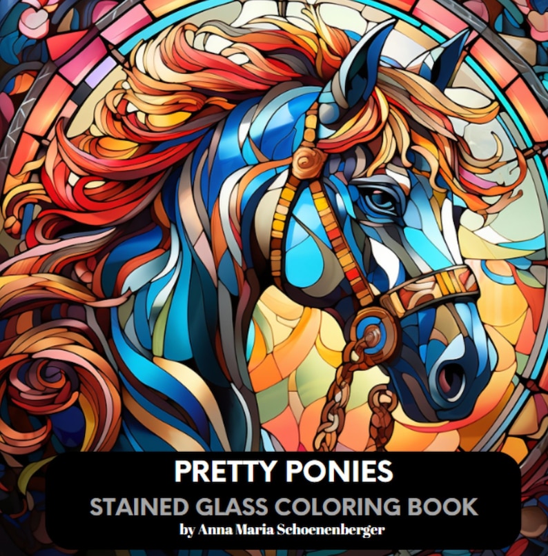 Pretty Ponies - 50 Stained Glass Coloring Pages - Etsy