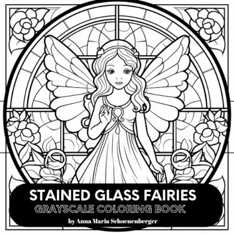 STAINED GLASS FAIRIES - 50 Stained Glass Coloring Pages - Etsy