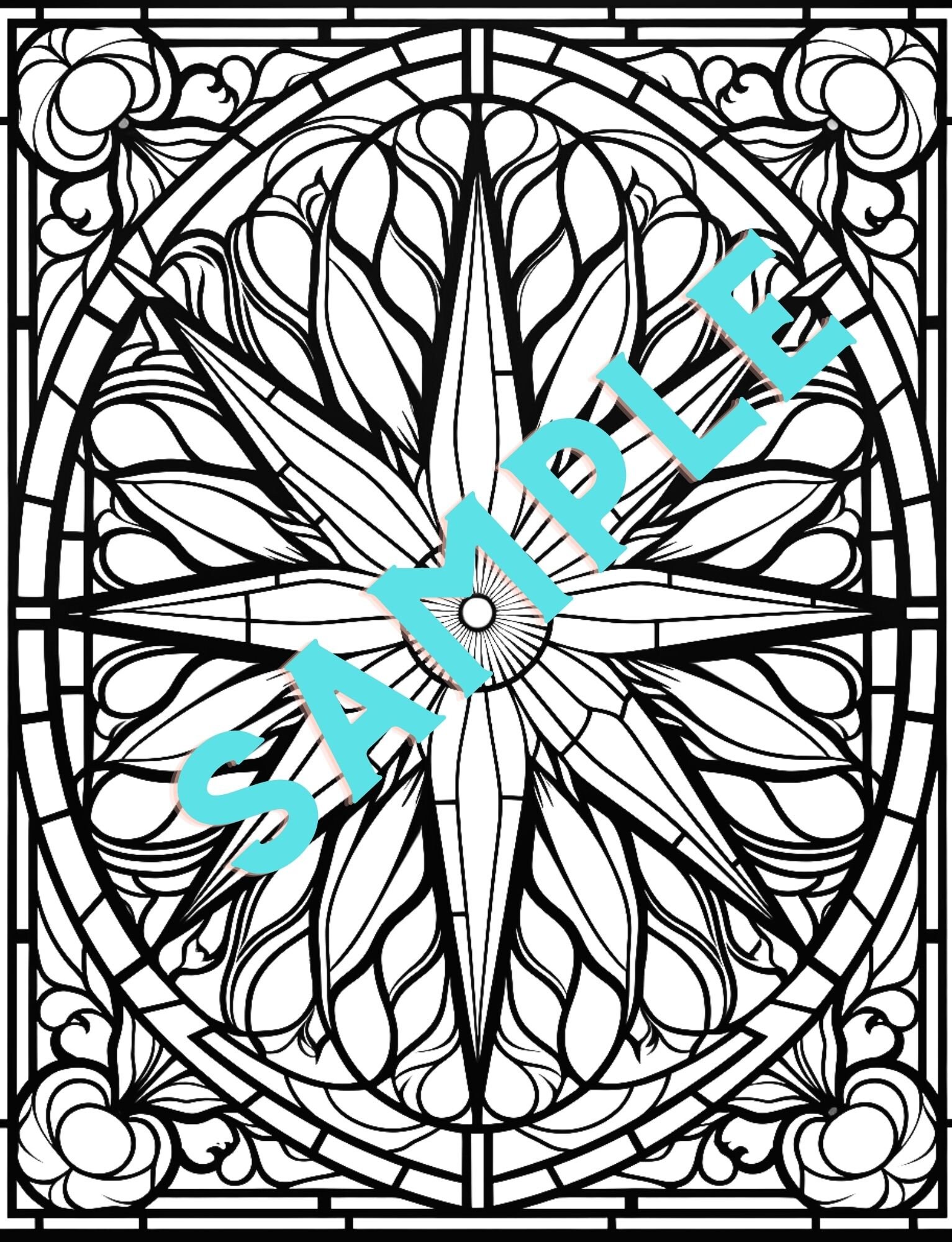 THE MYSTIC SUN-50 Stained-glass Coloring Pages - Etsy