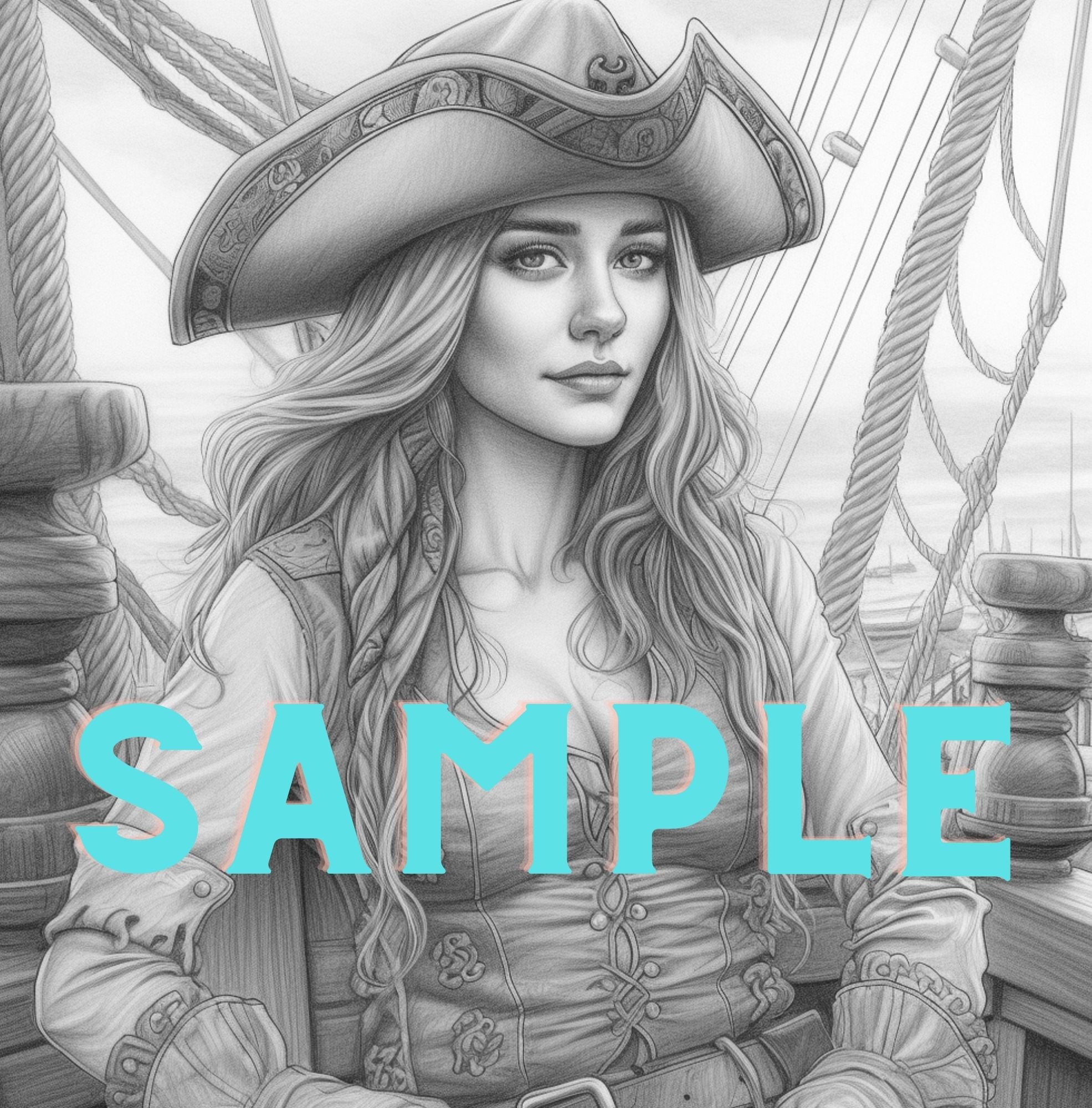 SWASHBUCKLERS 50 Grayscale Coloring Pages - Etsy