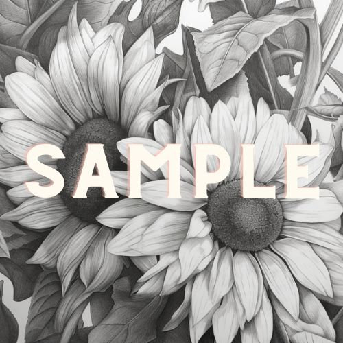SUNFLOWERS 50 Grayscale Coloring Pages - Etsy