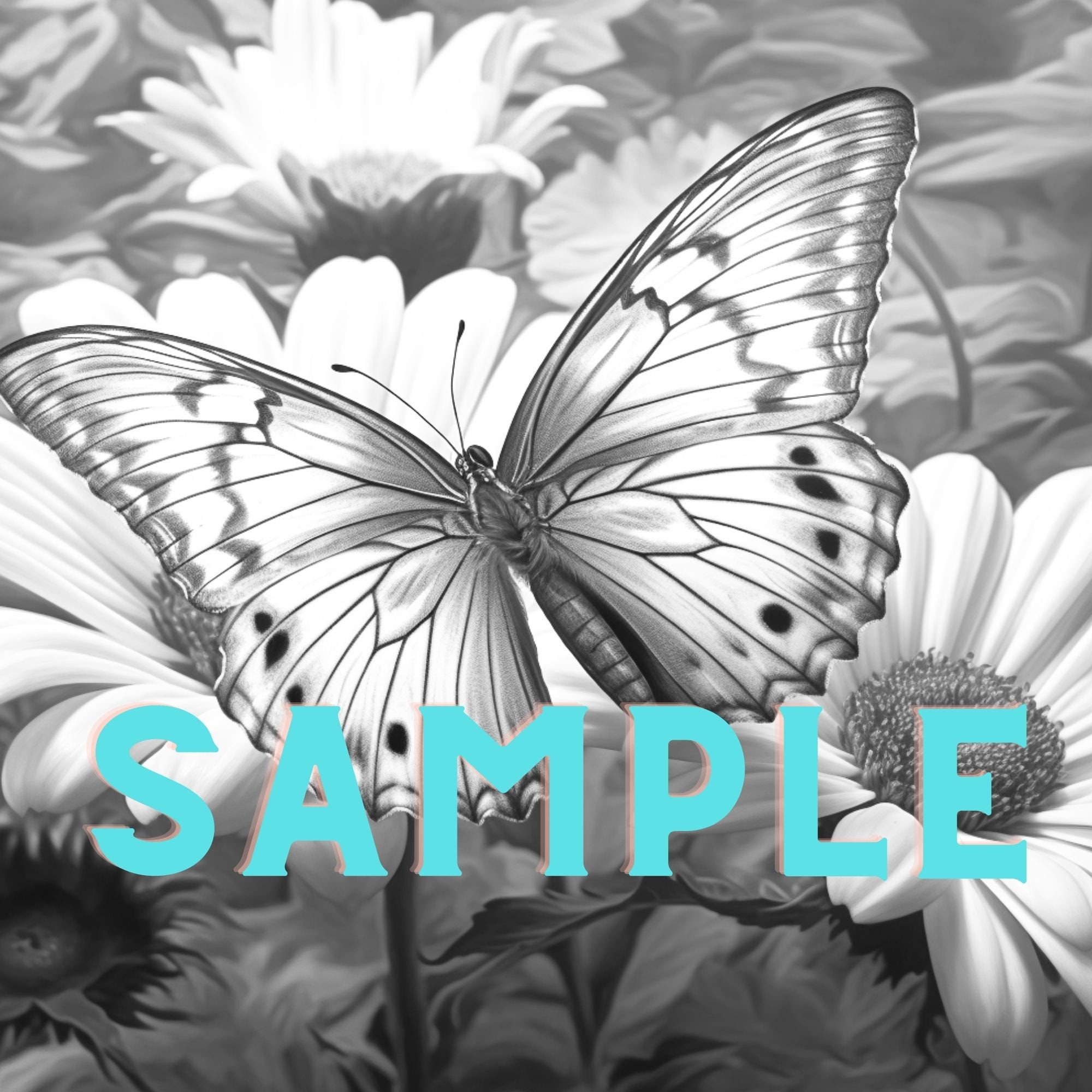 BUTTERFLIES & FLOWERS - 50 Grayscale Coloring Pages - Etsy