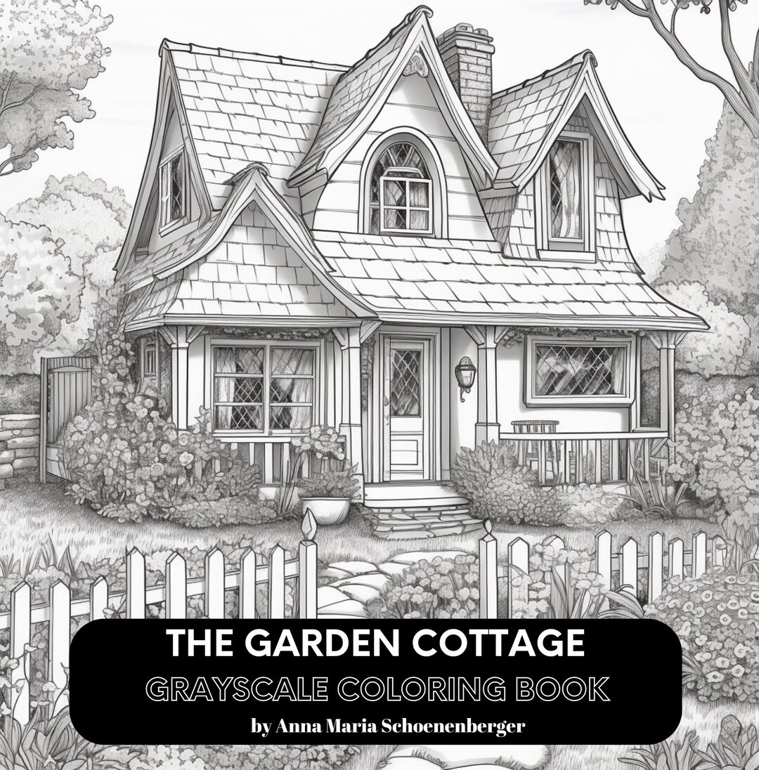 THE GARDEN COTTAGE - 50 Grayscale Coloring Pages - Etsy