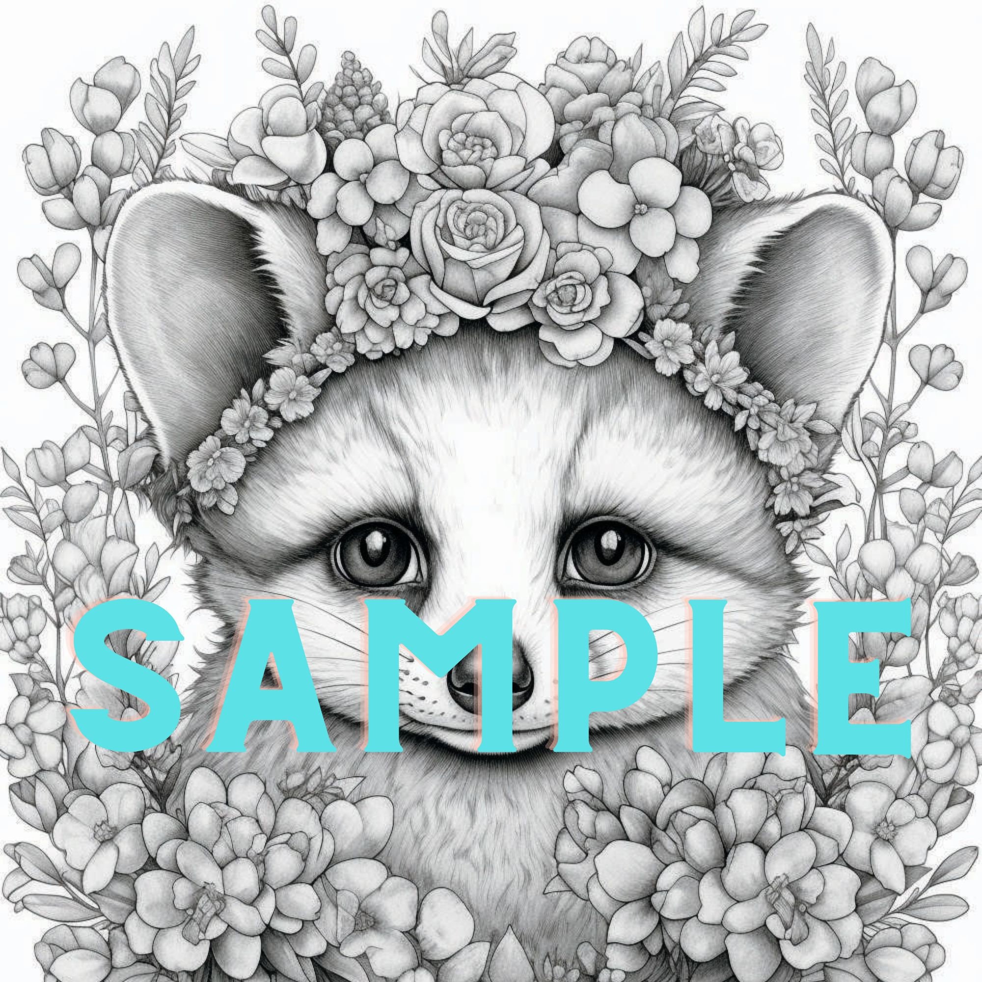 BOHO ANIMALS 50 Grayscale Coloring Pages - Etsy