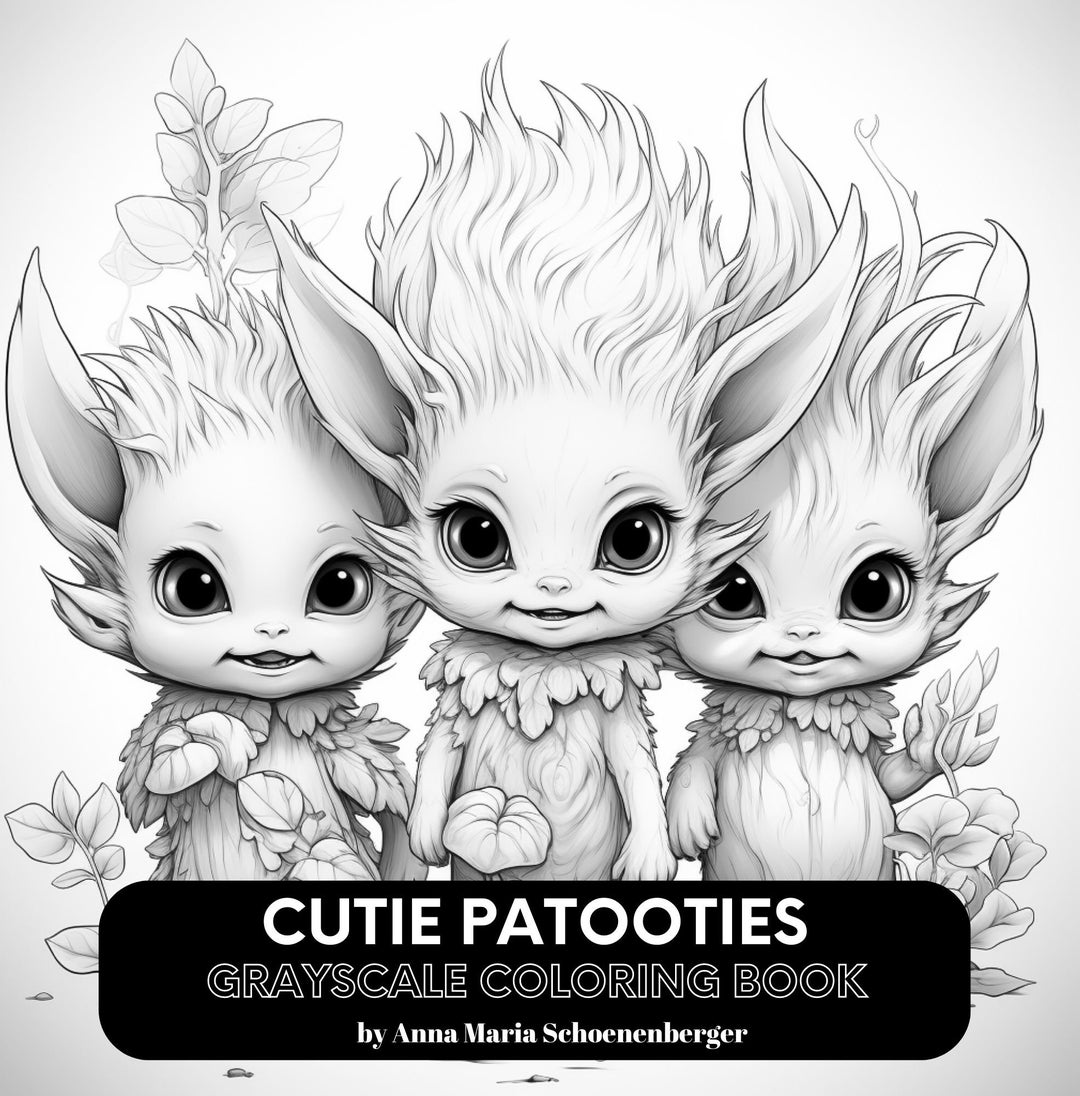 CUTIE PATOOTIES AI 50 Grayscale Coloring Pages - Etsy