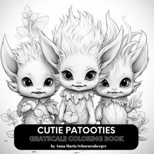 CUTIE PATOOTIES AI 50 Grayscale Coloring Pages - Etsy