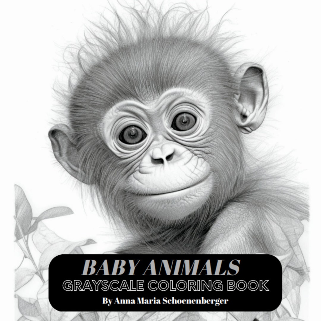 BABY ANIMALS - 50 Grayscale Coloring Pages - Etsy