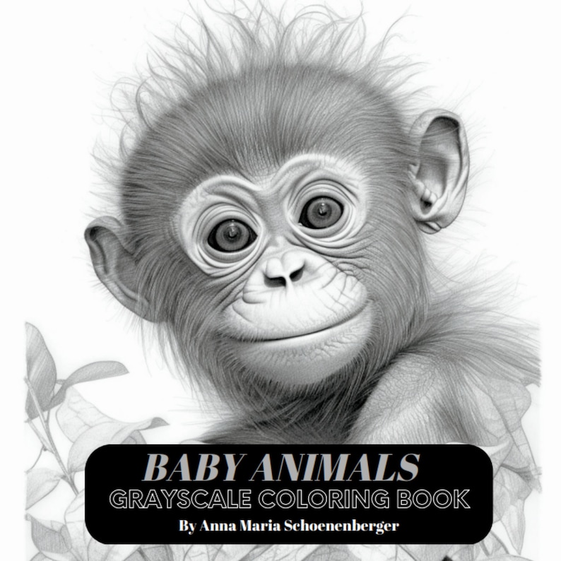BABY ANIMALS - 50 Grayscale Coloring Pages - Etsy