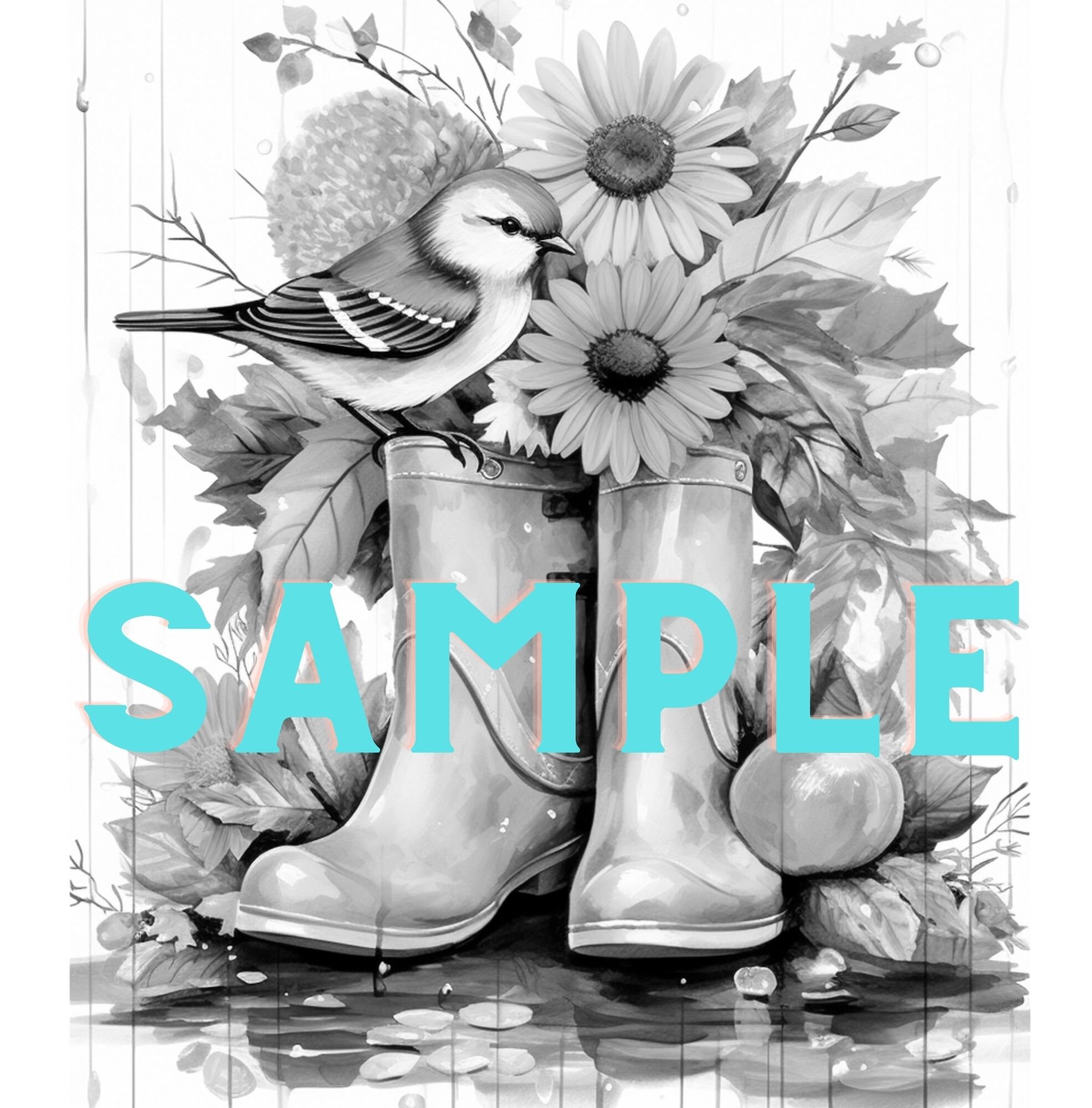 The Coming of Fall-50 Grayscale Coloring Pages - Etsy