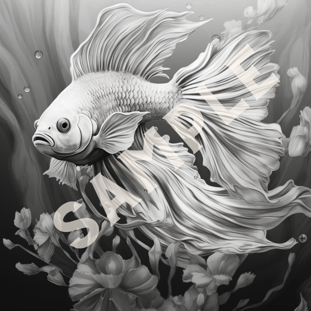 BETA FISH - 50 Grayscale Coloring Pages - Etsy