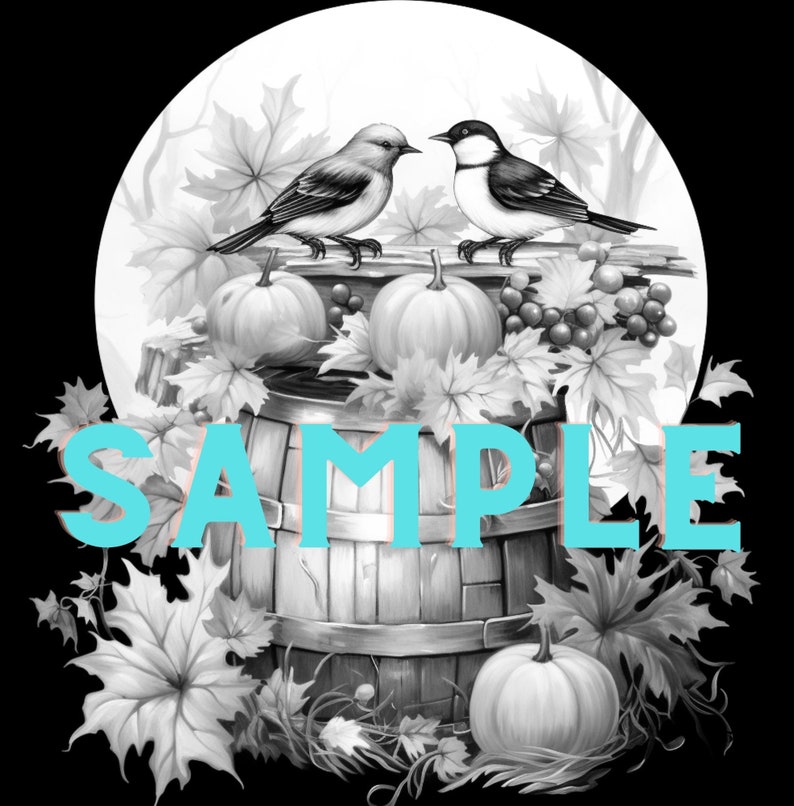 The Coming of Fall-50 Grayscale Coloring Pages - Etsy