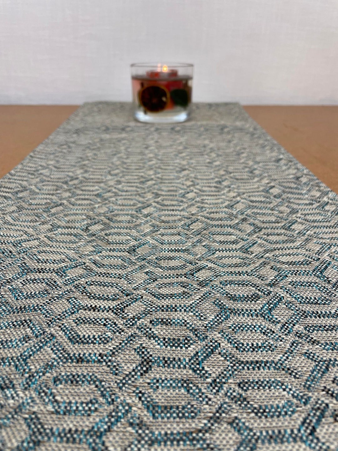 144 Cm Long Table Runner Grey Blue Turquoise Beige Table Decor Table ...