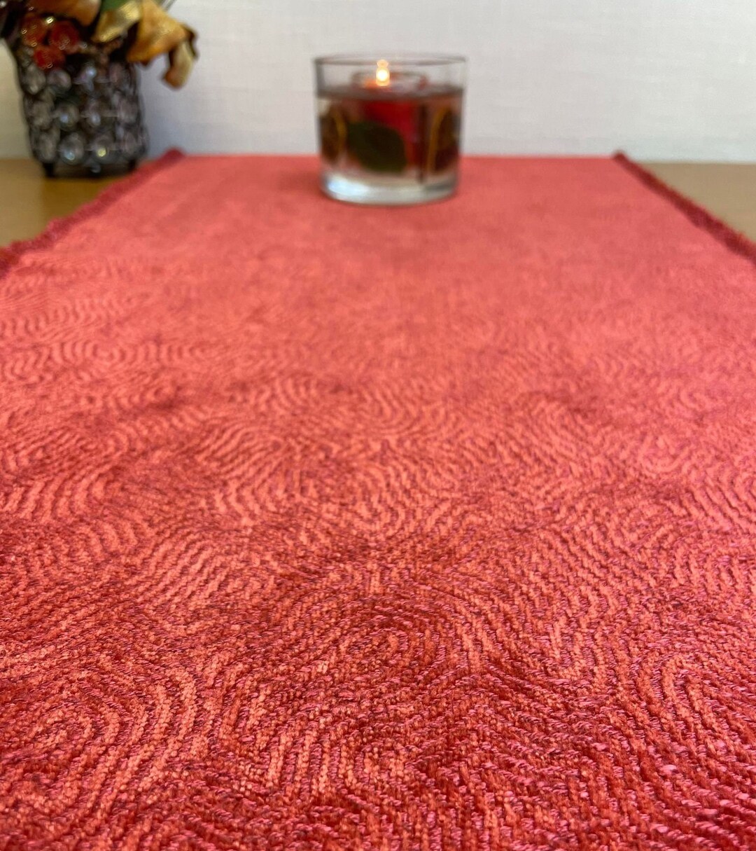 144 Cm Long Fringed Table Red Table Decor - Etsy