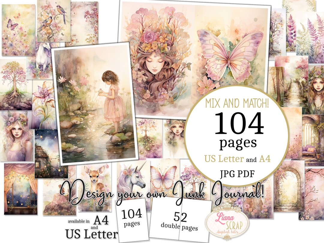 Junk Journal - Secret Garden - US Letter and A4 Size, Mix and Match ...
