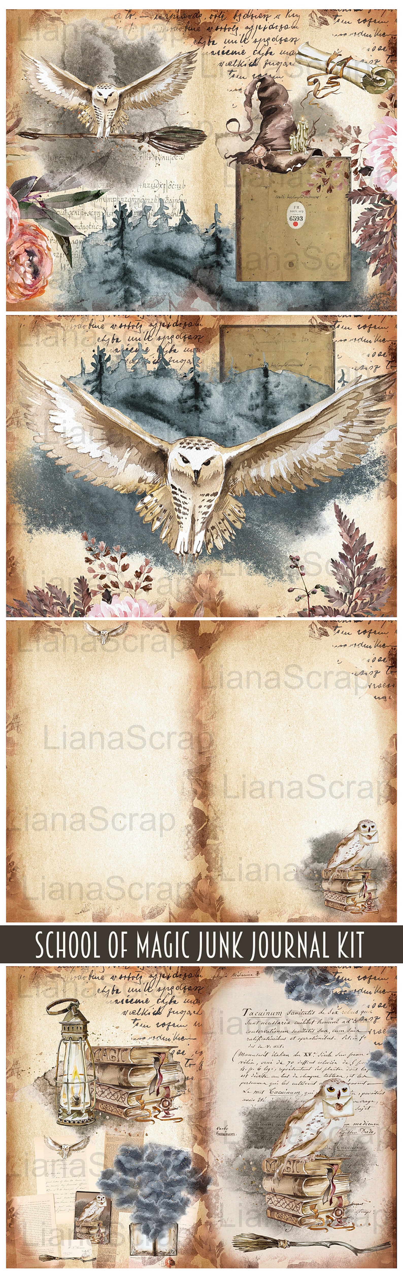 School of Magic Junk Journal Digital Kit Printable, Wizard Digital ...