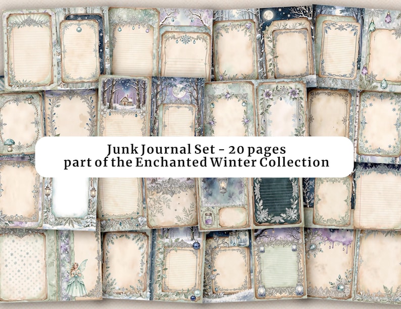 Enchanted Winter Journaling Junk Journal Kit, 20 Pages, Magical Winter ...