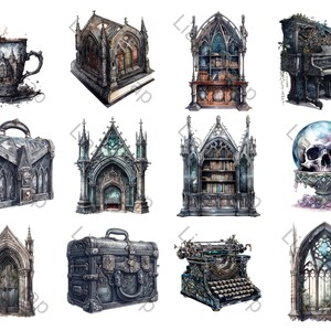 Dark Academia Clipart PNG Set, 36 Gothic Clipart, Commercial Use Clip ...