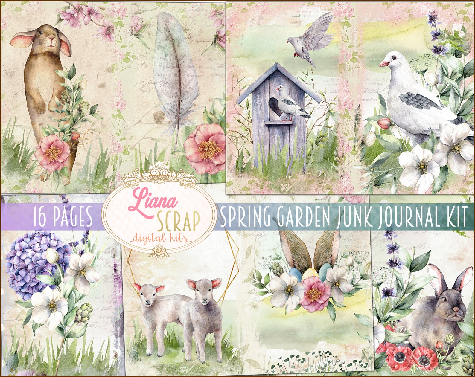 Spring Garden Junk Journal Digital Kit Printable Spring - Etsy