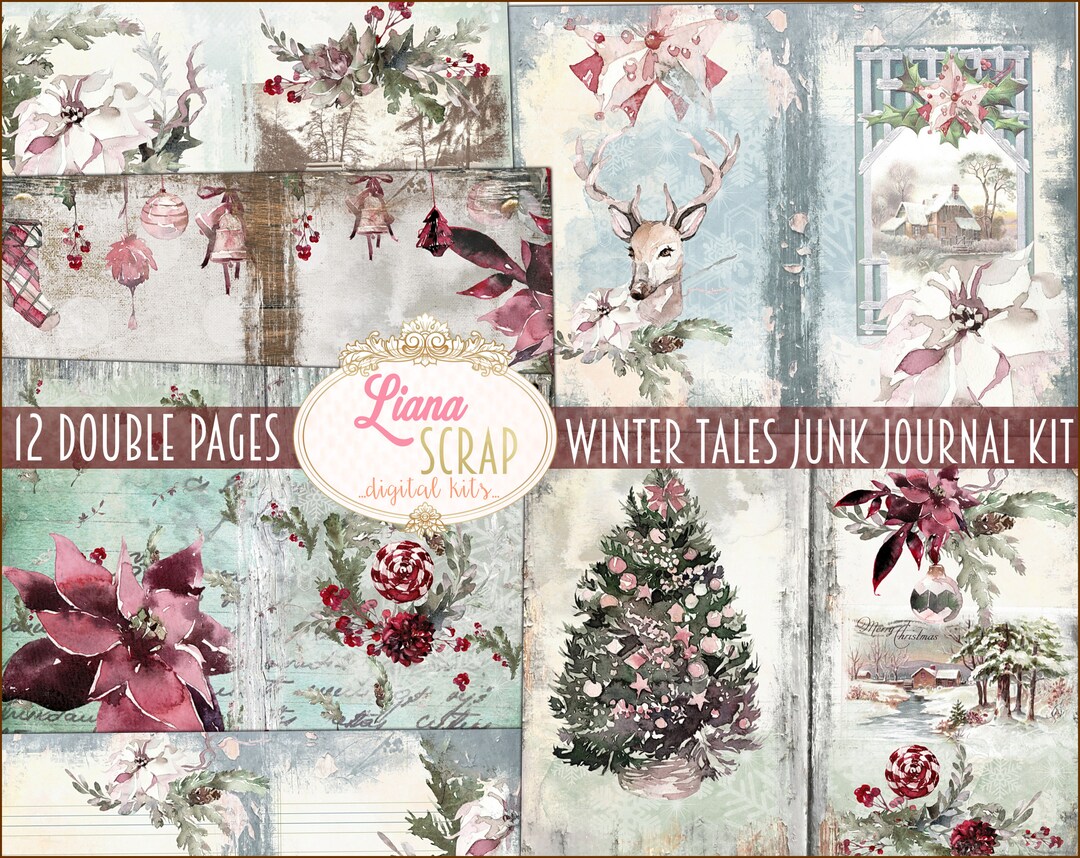 Winter Tales Junk Journal Kit, Winter Collage Printables, Digital ...