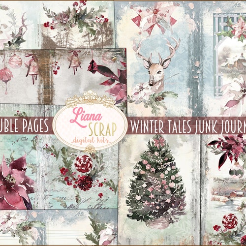 Winter Junk Journal Digital Background Pages - Etsy