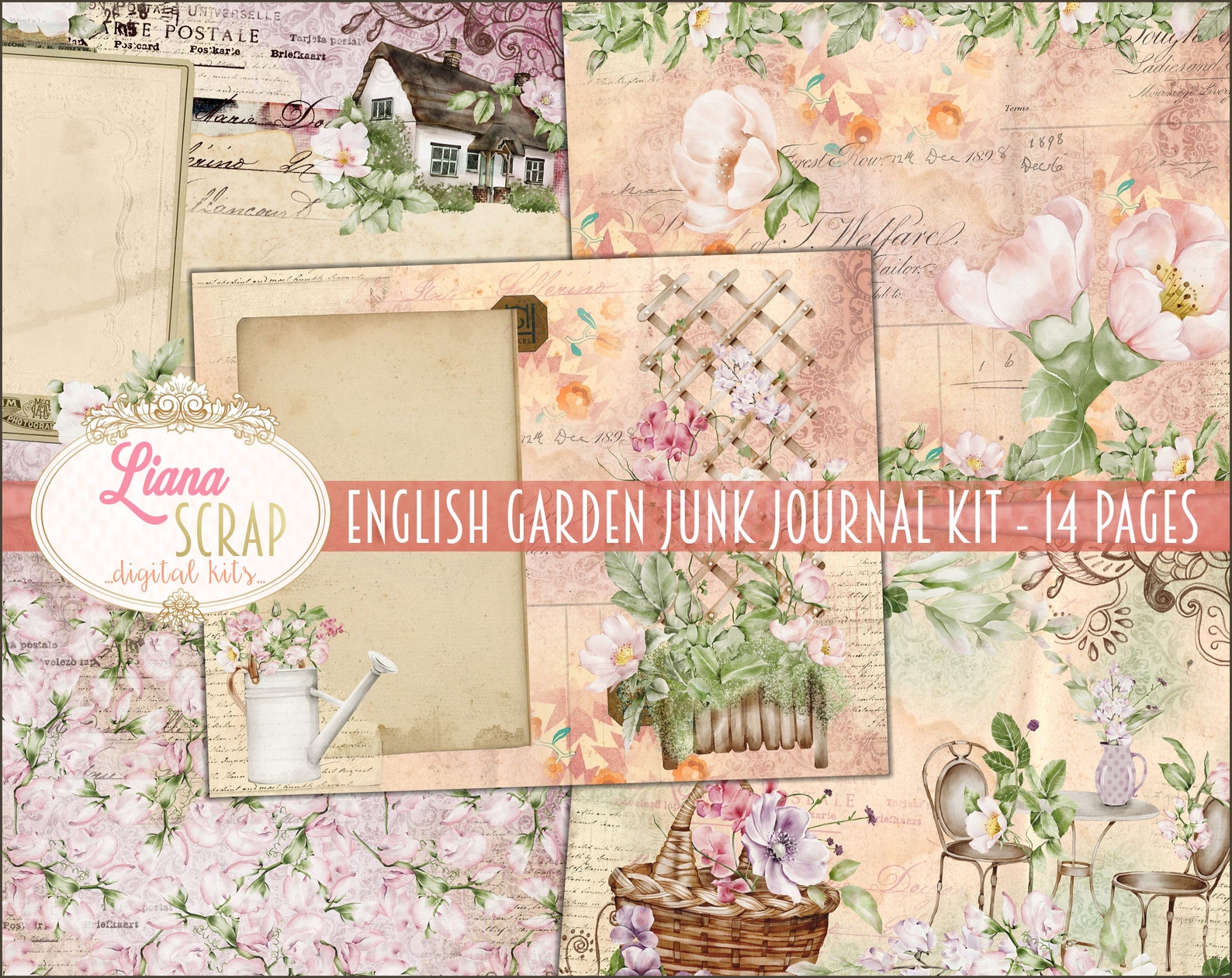 English Garden Junk Journal Digital Kit Printable Flowers and - Etsy