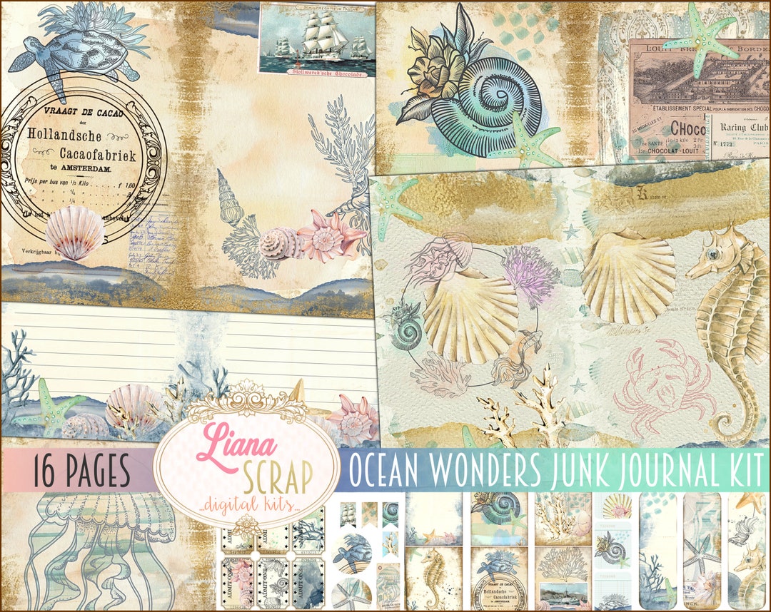 Ocean Wonders Junk Journal Kit, Digital Ocean Printables, Nautical and ...