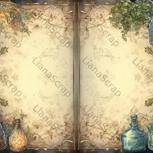 Basic Colorful Potions Digital Paper for Junk Journals, Old Paper ...