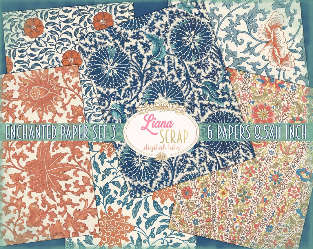 Enchanted Digital Paper Set 3, Digital Junk Journal 8.5x11 Inch Paper ...