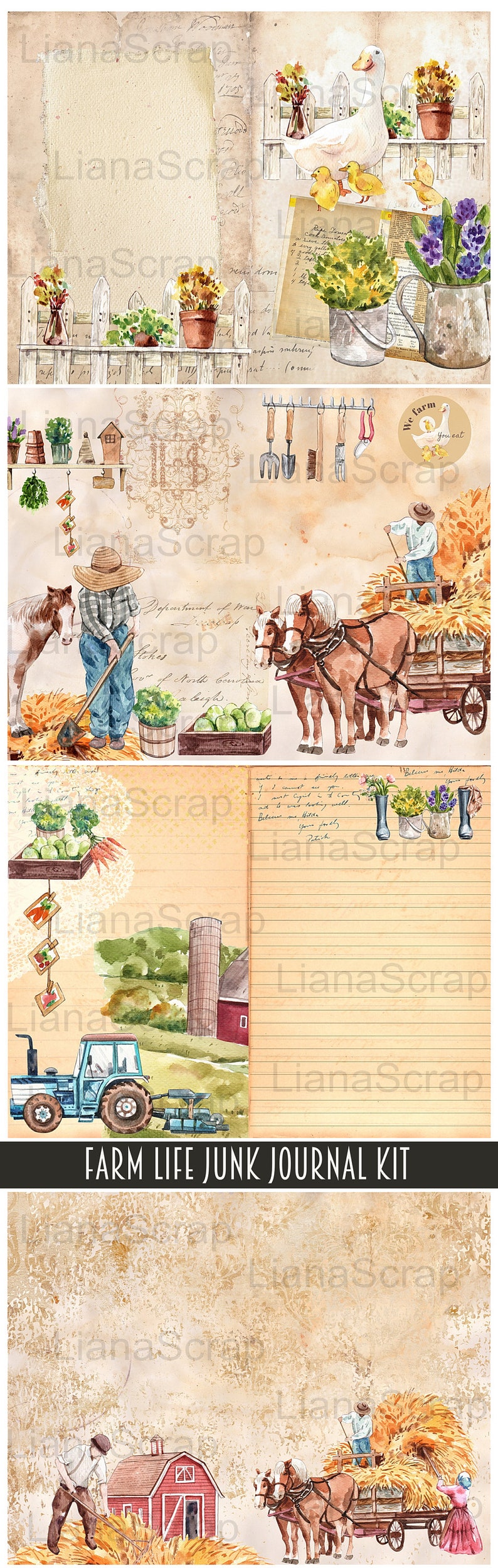 Farm Life Junk Journal Digital Kit Printable Farm Animals - Etsy Canada