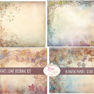 Magical Vines Background, Digital Junk Journal, Vines Collage Printable ...