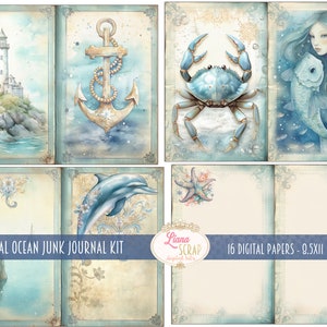 Whimsical Ocean Digital Junk Journal Kit, Underwater Collage Printable ...