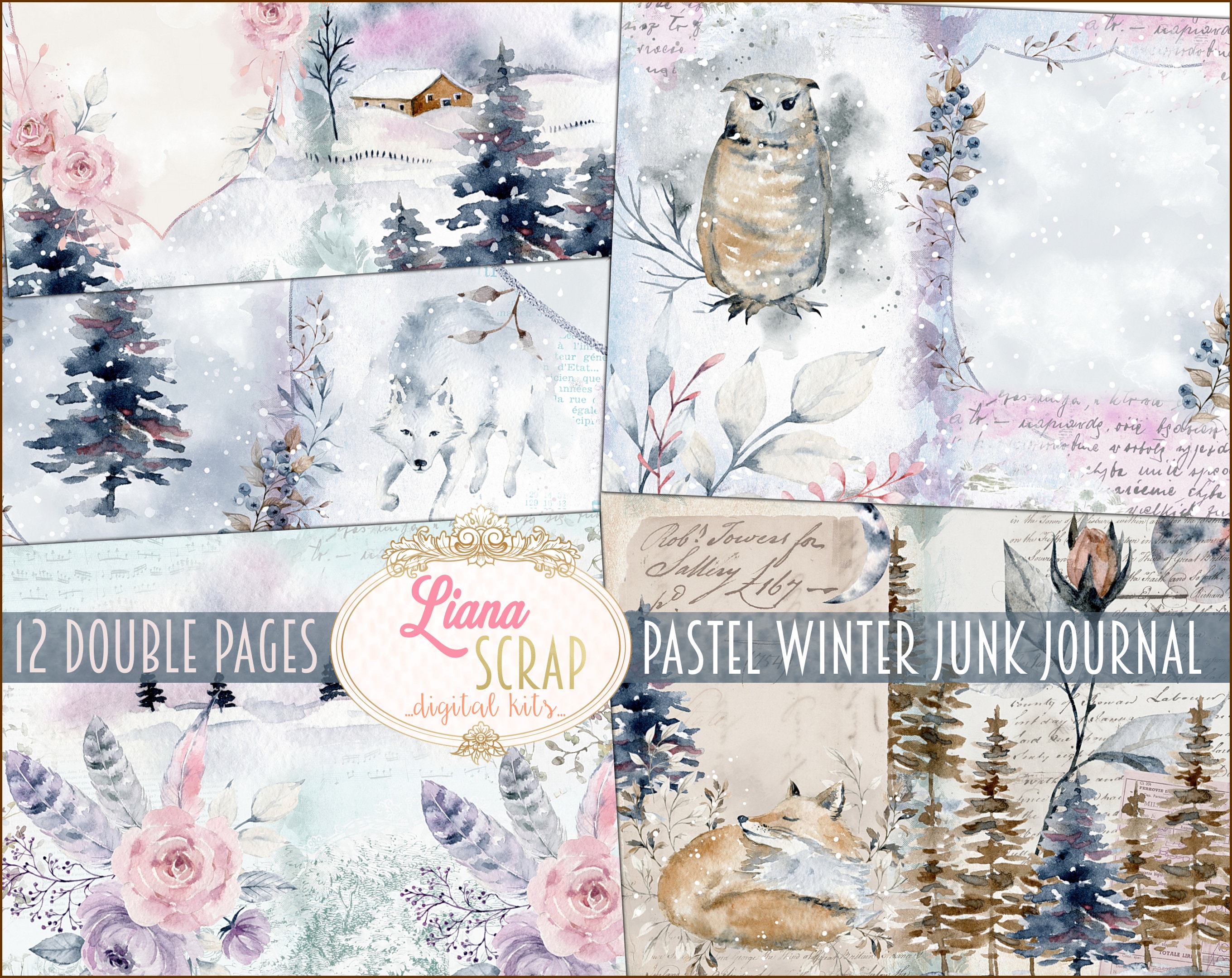 Pastel Winter Junk Journal Kit Winter Collage Printables - Etsy