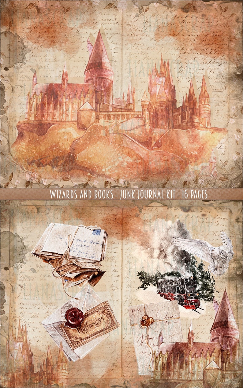 Wizards and Books Junk Journal Digital Kit Printable Wizard - Etsy