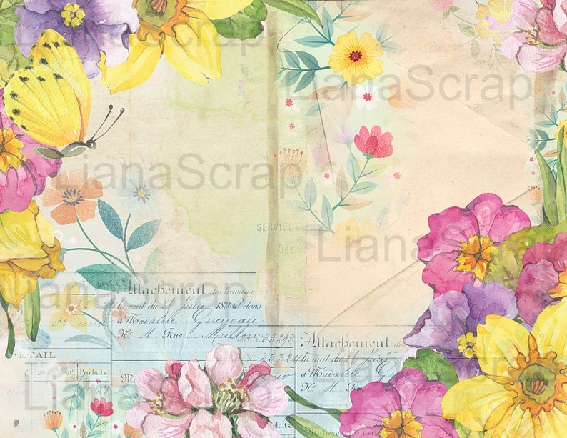 Spring Collage Junk Journal Digital Kit Printable Floral - Etsy