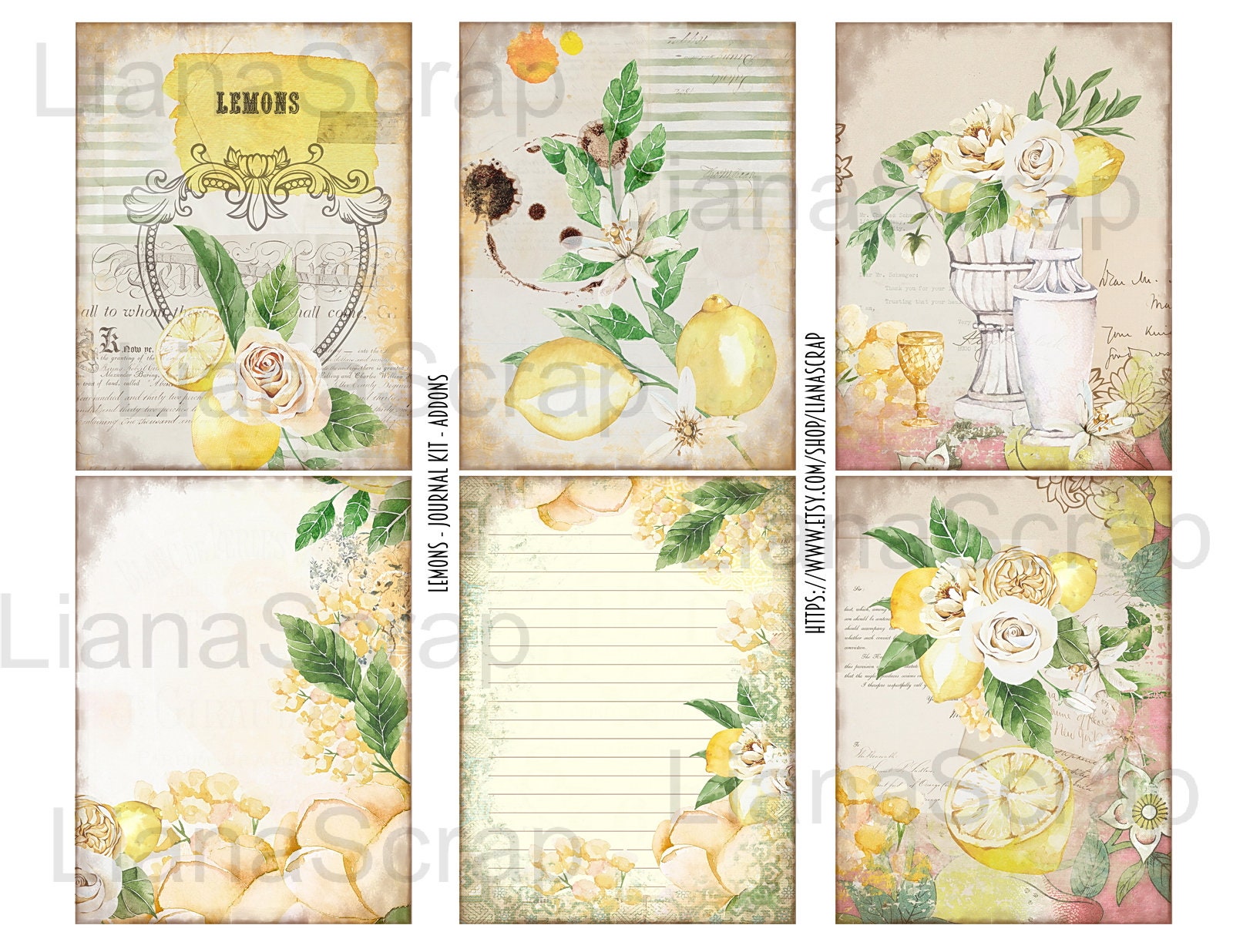 Lemons Junk Journal Digital Kit Printable Summer Digital | Etsy