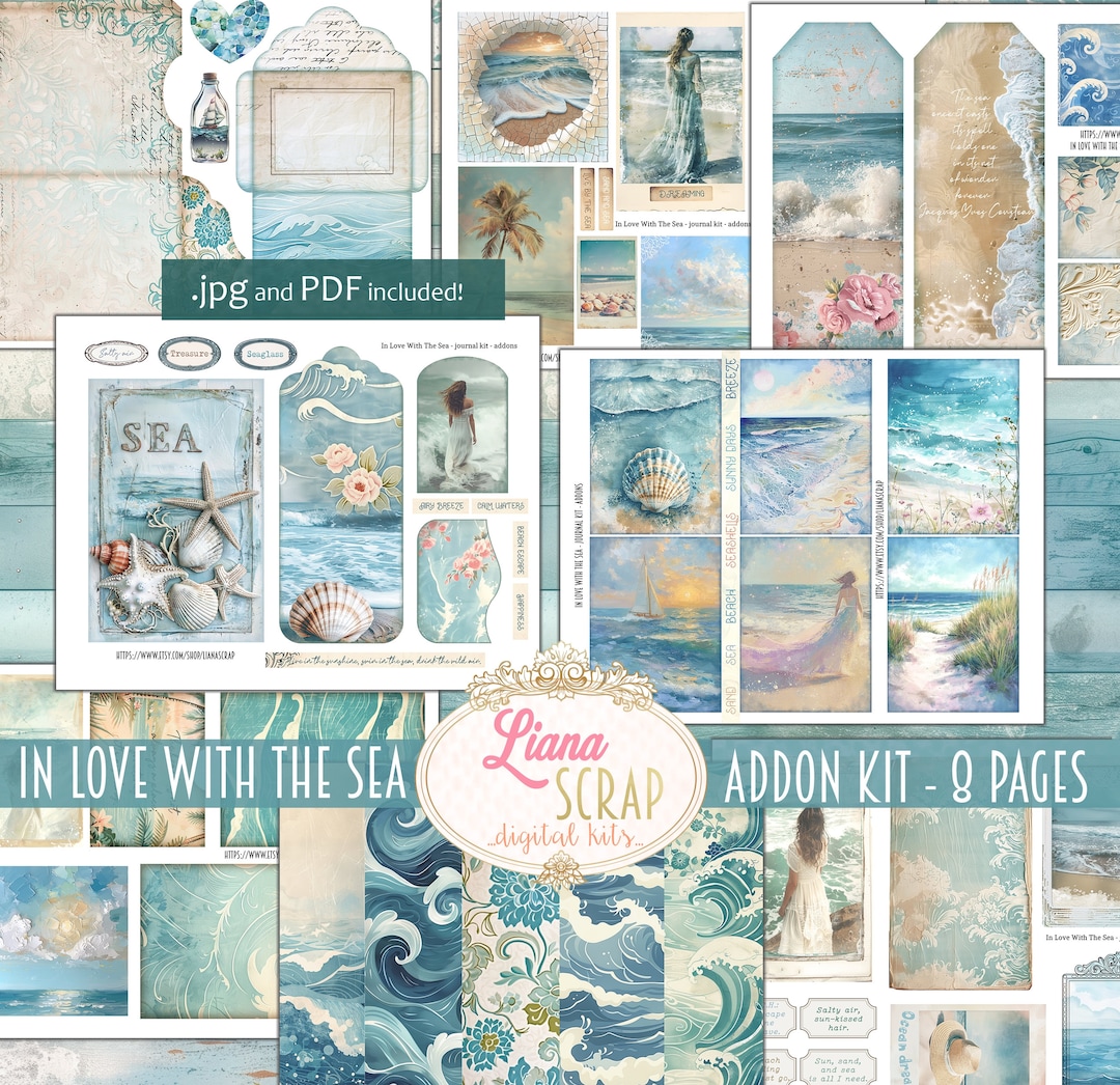 In Love With the Sea Digital Junk Journal ADDON, Beach Collage ...