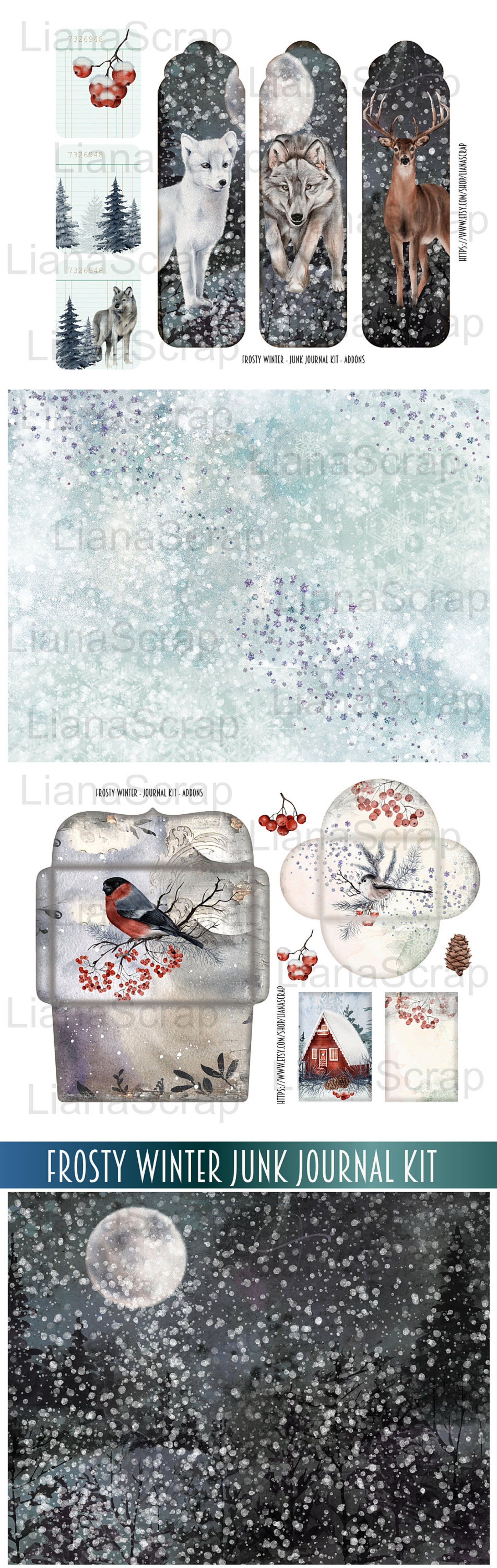 Frosty Winter Junk Journal Kit Winter Collage Printables - Etsy