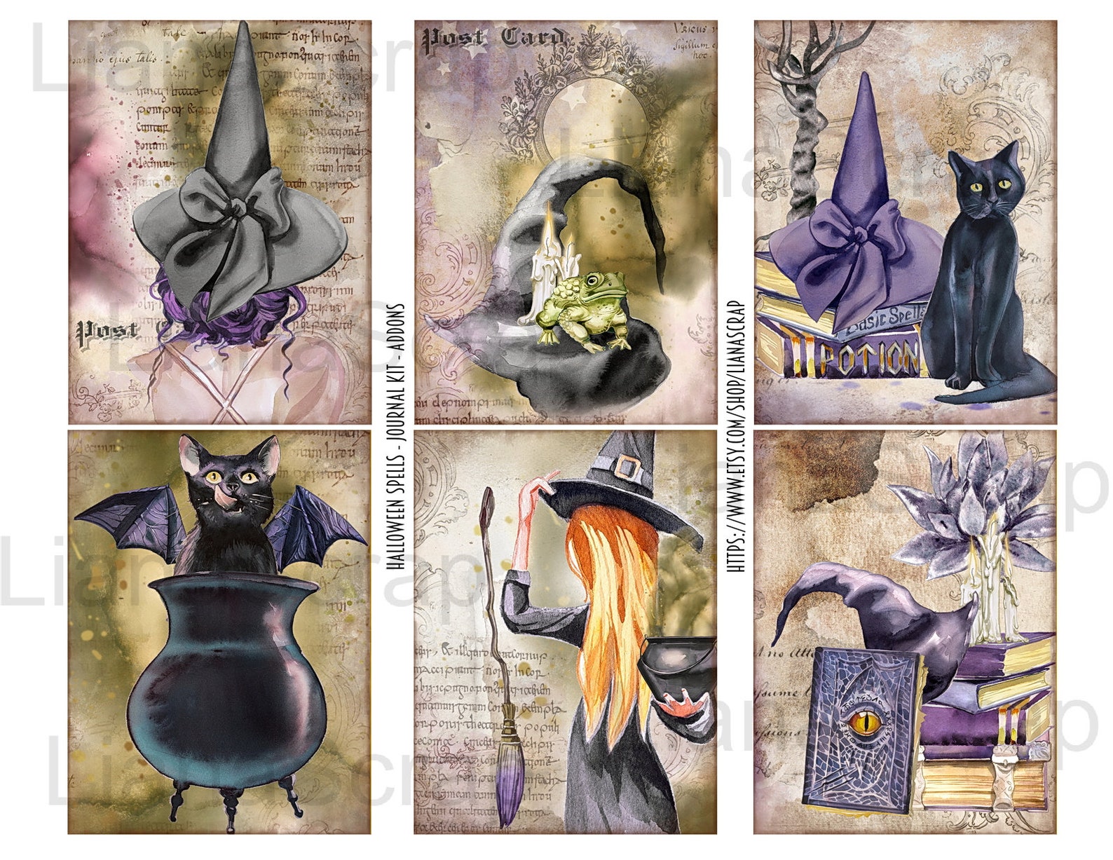 Halloween Spells Ephemera Digital Kit Printable Magic and - Etsy