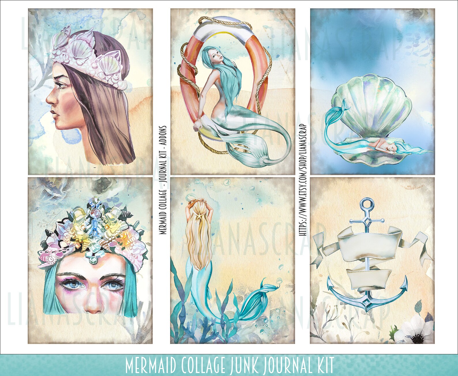 Mermaid Collage Junk Journal ADDON Kit Mermaids and Sea Life - Etsy