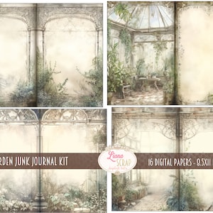 Basic Garden Digital Paper for Junk Journals, Old Paper With Faded ...