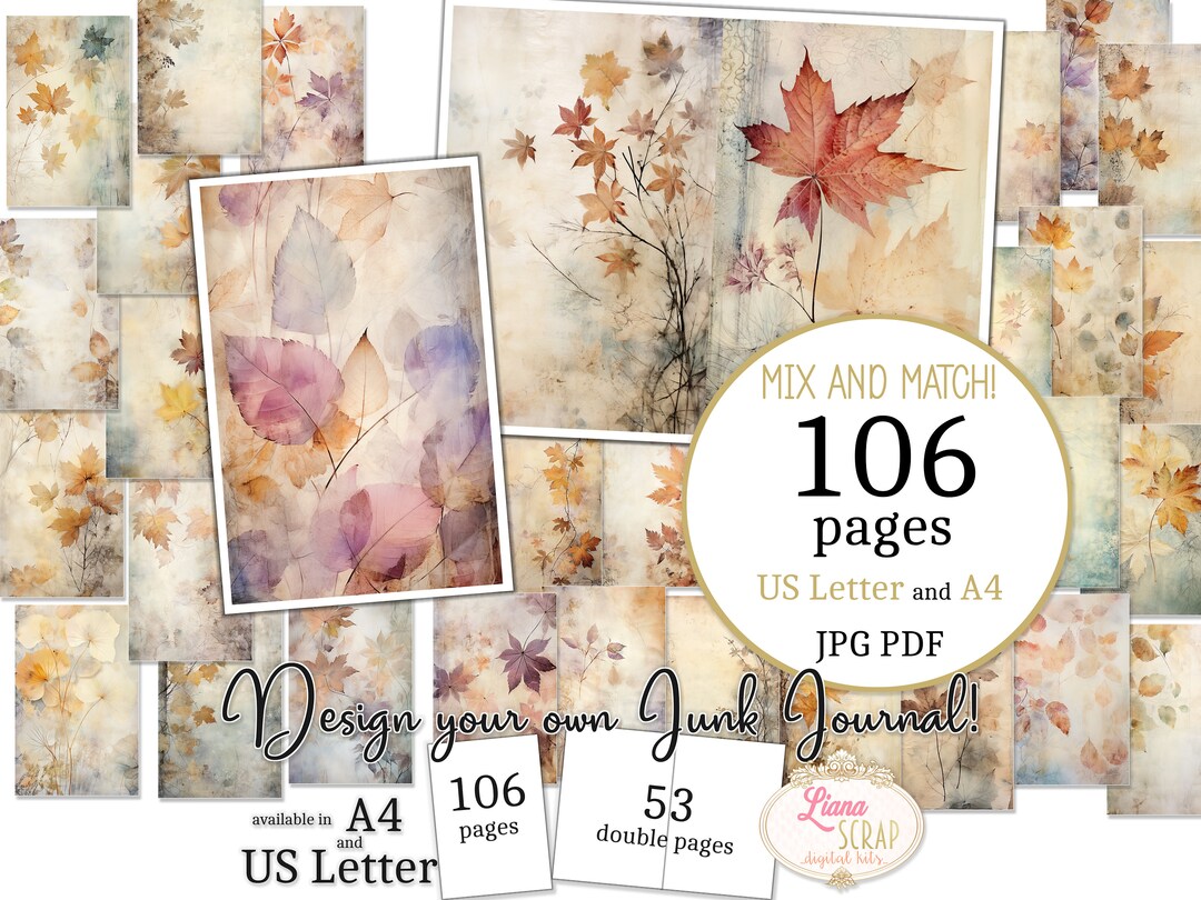 Junk Journal - Pressed Leaves - US Letter and A4 Size, Mix and Match ...