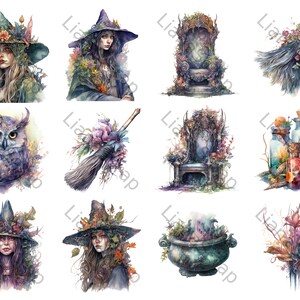 Faery Witch Clipart PNG Set, 24 Witch Clipart, Commercial Use Clip Art ...