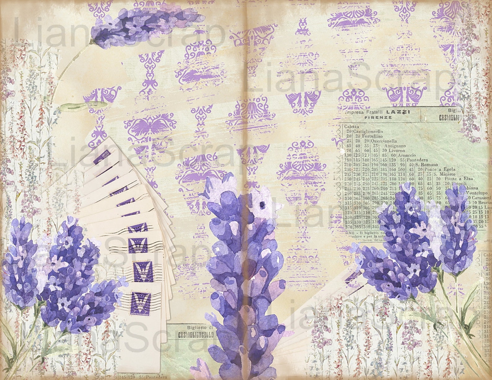 Lavender Fields Junk Journal Digital Kit Printable Lavender | Etsy