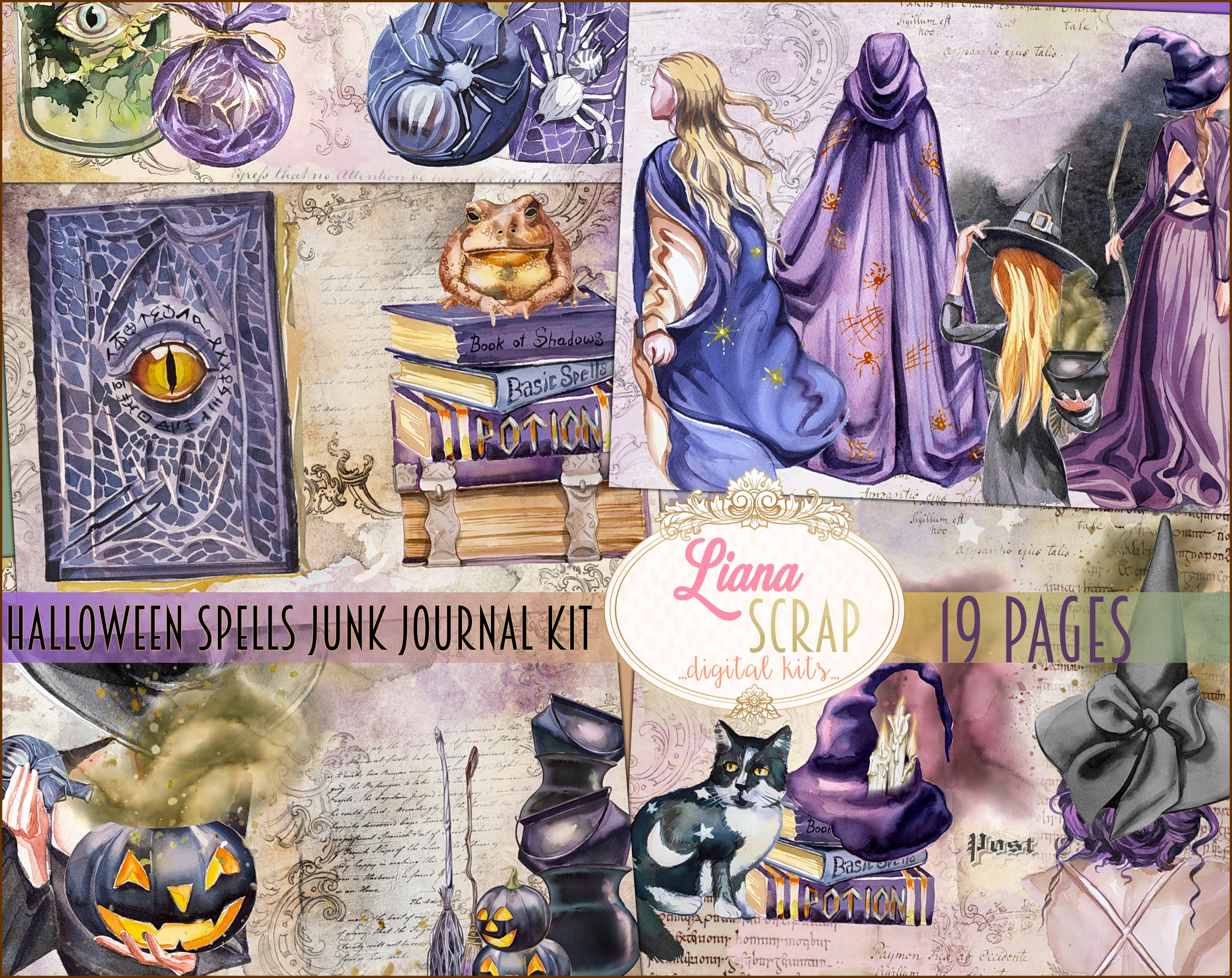 Halloween Spells Digital Kit Printable Magic and Witches - Etsy